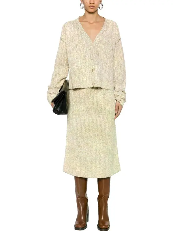 Fabiana Filippi Tweed Pencil Skirt With Metallic Threading - Gold