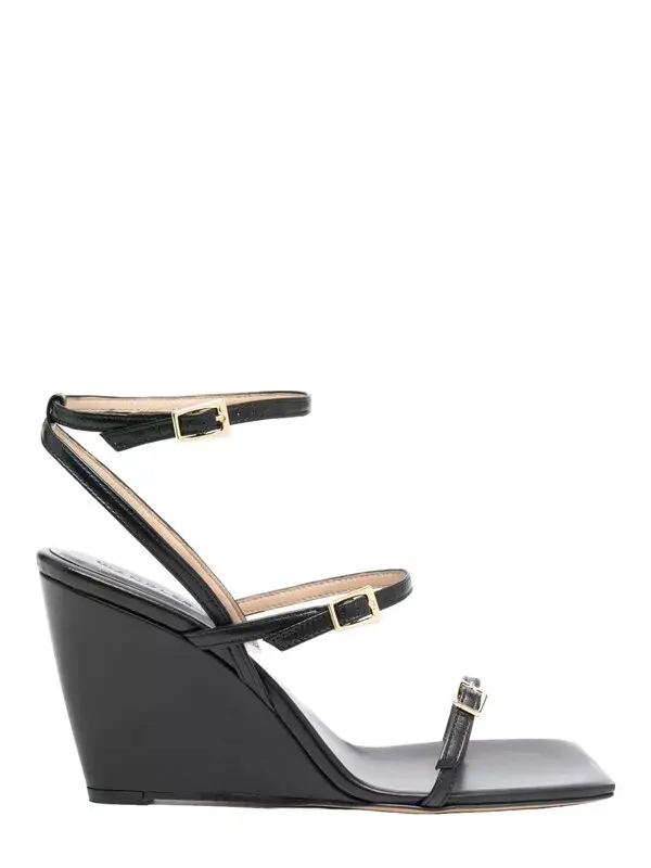 WANDLER 95mm Wedge Leather Sandals - Black