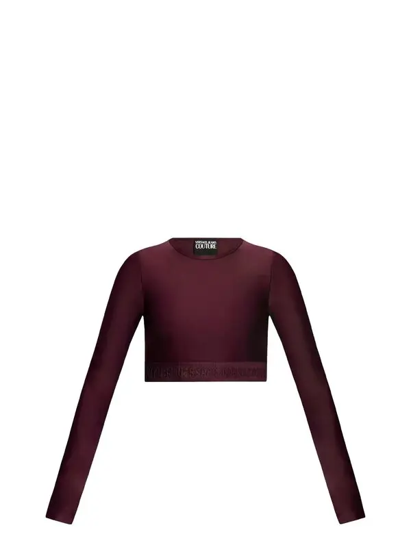 Versace Burgundy Logo-hem Cropped Top - Red