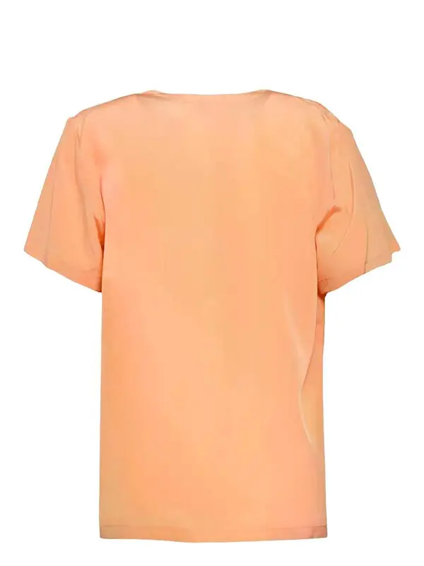BARBA NAPOLI Short Sleeve V-neck Blouse - Orange