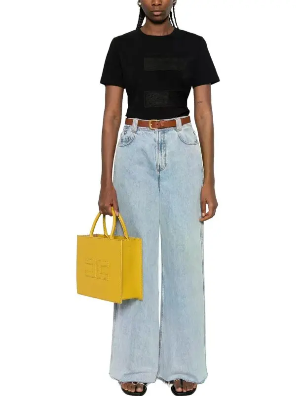 Elisabetta Franchi Embroidered Logo Jersey T-shirt - Black