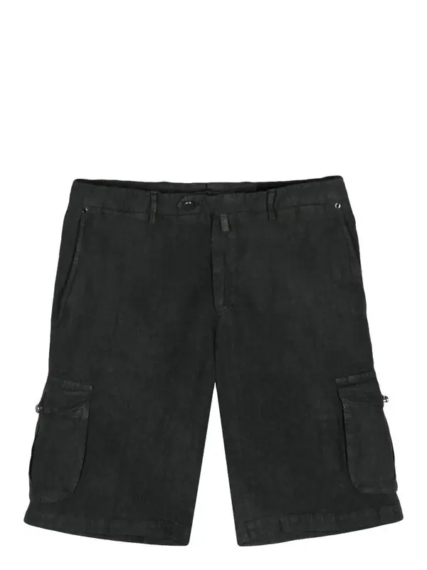 Kiton Linen Chambray Cargo Shorts - Grey