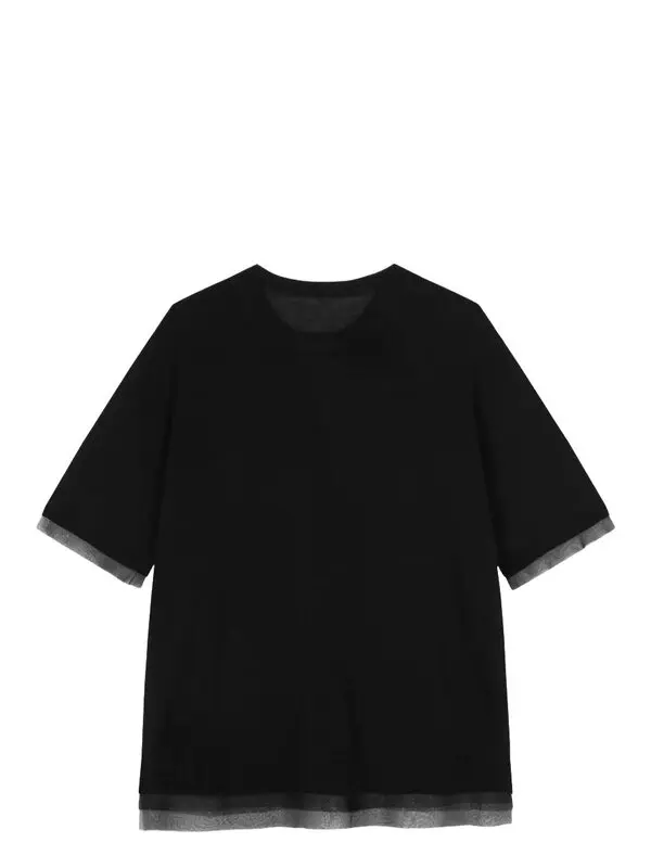 JNBY Short Sleeved Crew Neck Jumper With Layered Design - Black