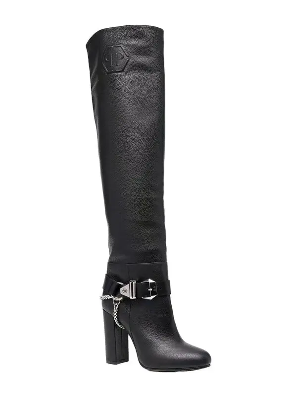 Philipp Plein Buckle-detail Knee-high Boots - Black