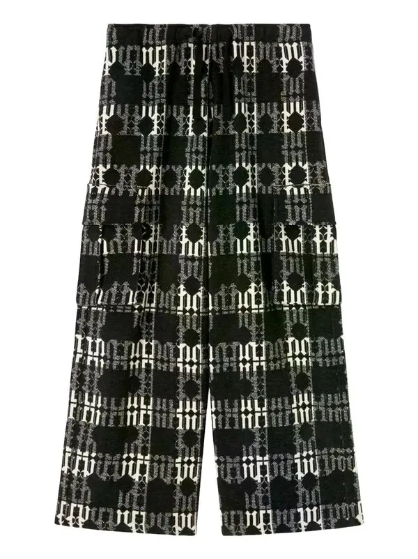 Palm Angels Monogram Jacquard Wide-leg Trousers - Black