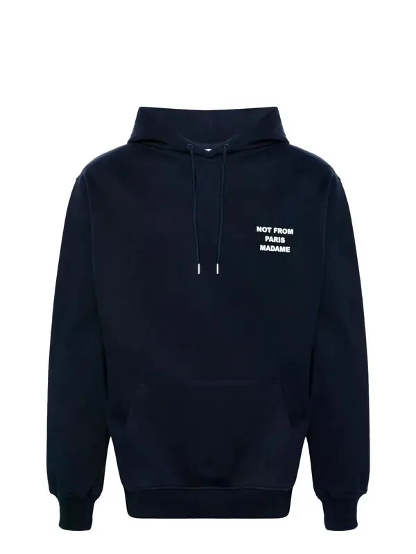 Drole De Monsieur Slogan-print Cotton Hoodie - Blue