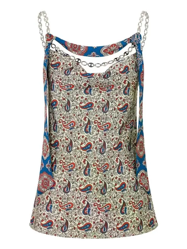 Rabanne Paisley Print Cowl Neck Top - Neutrals