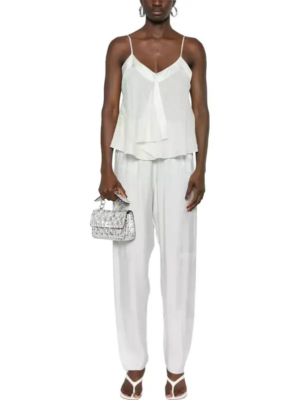 Emporio Armani Ruffled Seersucker Top - Grey