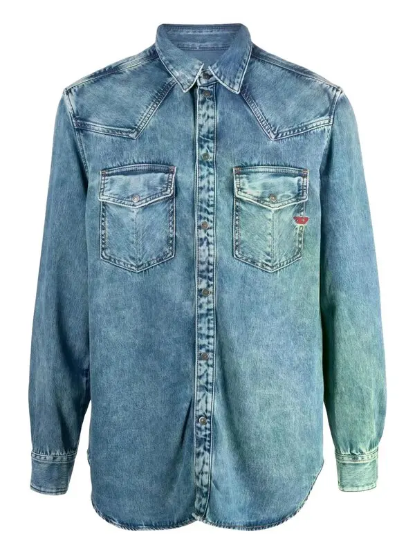 DIESEL® D-ocean Washed-denim Shirt - Blue