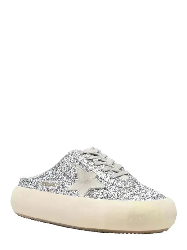 GOLDEN GOOSE Space Sabot Sneakers With Glitter Detail - Silver
