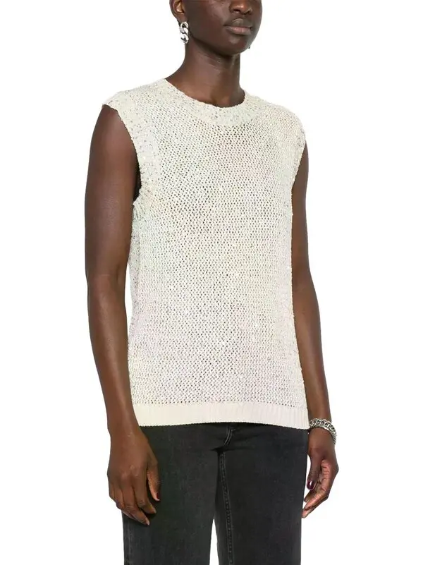 GOLDEN GOOSE Sequin Knitted Top - Neutrals