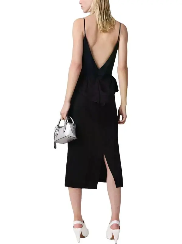 Stella McCartney V-neck Midi Dress With Spaghetti Straps And Open Back - Black