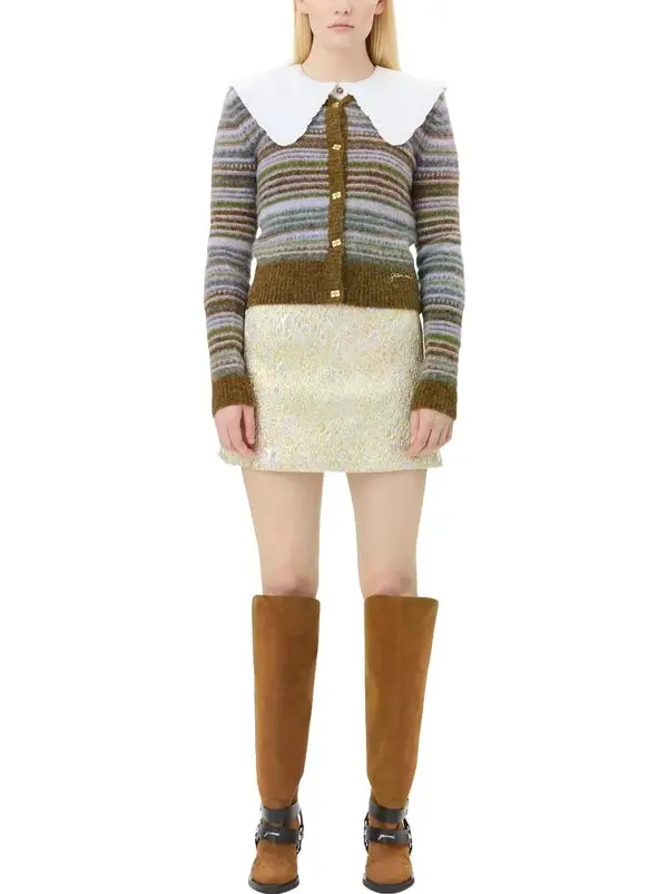 GANNI Metallic Cloqué Mini Skirt - Gold
