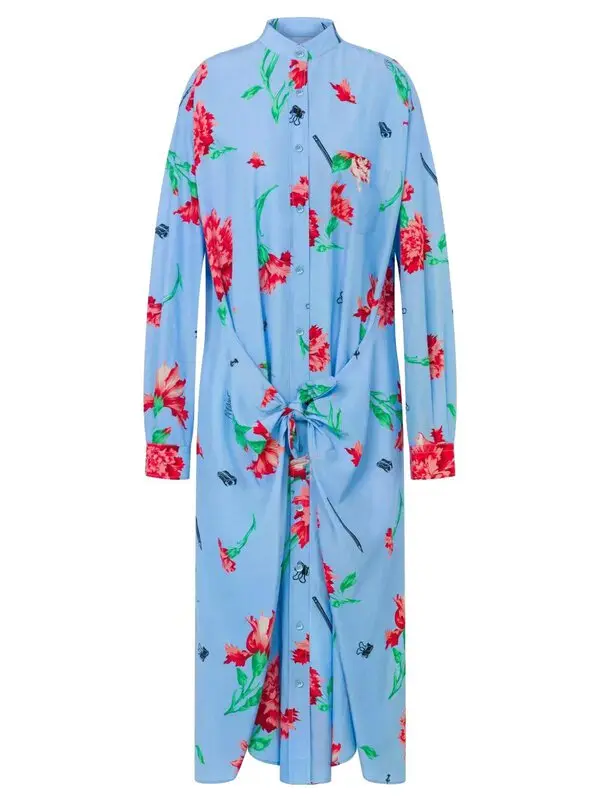 Moschino Floral Print Midi Shirt Dress - Blue