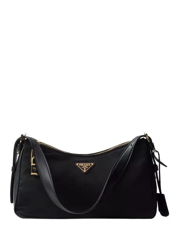 Prada Re-nylon And Leather Shoulder Bag - Black