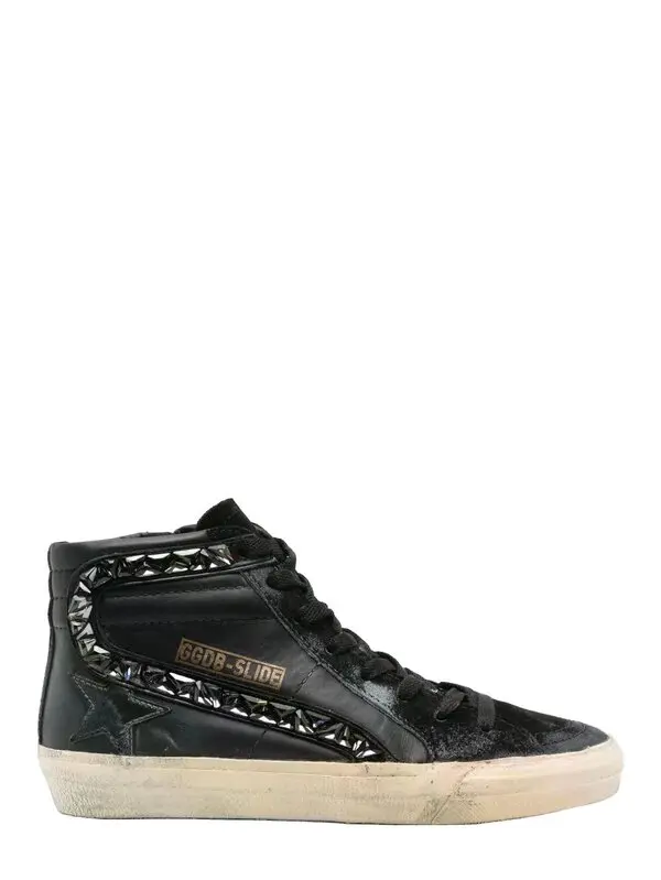 GOLDEN GOOSE Slide Crystal-embellished High-top Sneakers - Black