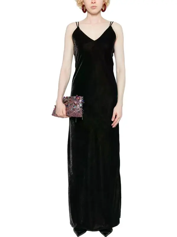 BLANCA VITA Velvet Maxi Dress - Grey