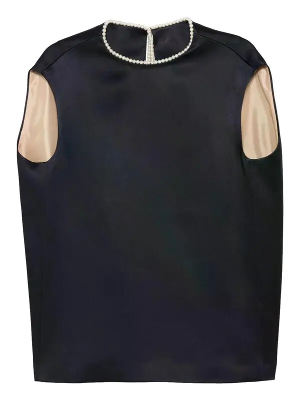 Carven Navy Lobster Claw Fastening Faux-pearl Embellished Keyhole Top - Blue