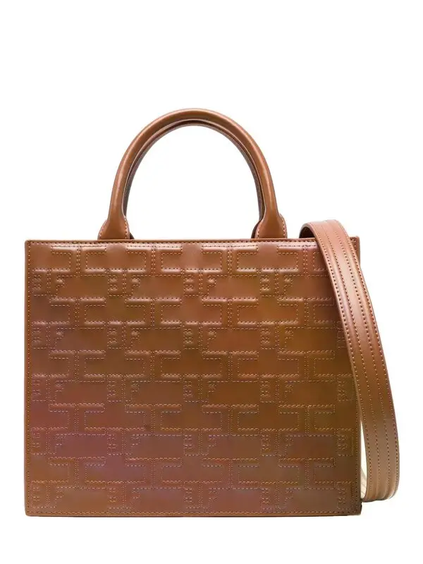 Elisabetta Franchi Logo-embossed Quilted Tote Bag - Brown