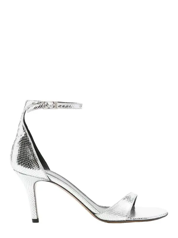 Isabel Marant Étoile Ailisa Metallic Snakeskin Effect Stiletto Sandals - Silver