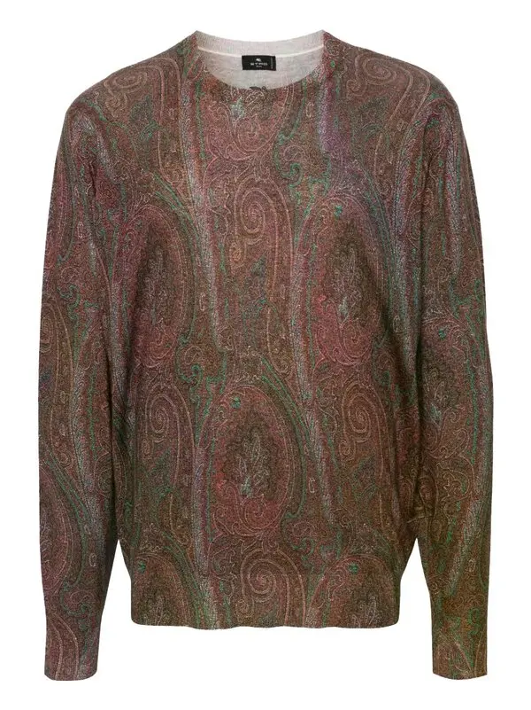 Etro Paisley Jacquard Silk-cashmere Blend Sweater - Brown