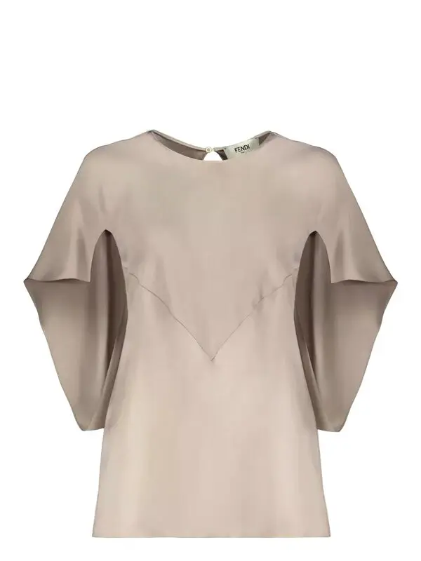 Fendi Silk Blouse With Cape Design - Neutrals