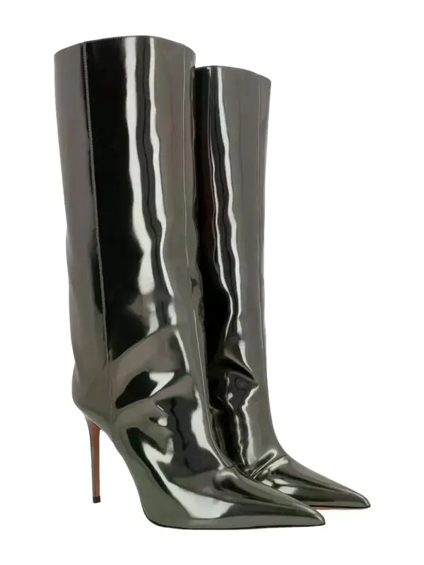 Amina Muaddi 95mm Fiona Boots - Silver