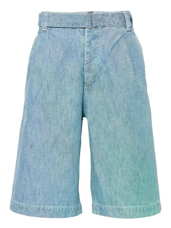 Kenzo Pleated Detail Denim Shorts - Blue