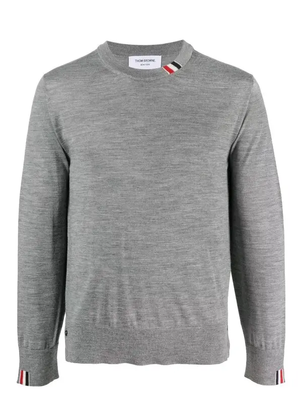 Thom Browne Logo-patch Wool Sweatshirt - Grey