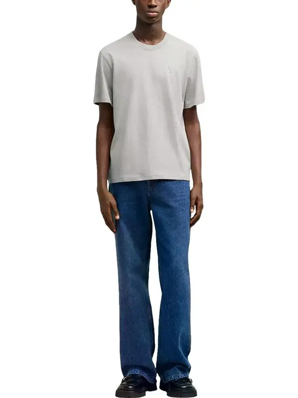 AMI Paris Embroidered Logo T-shirt - Grey