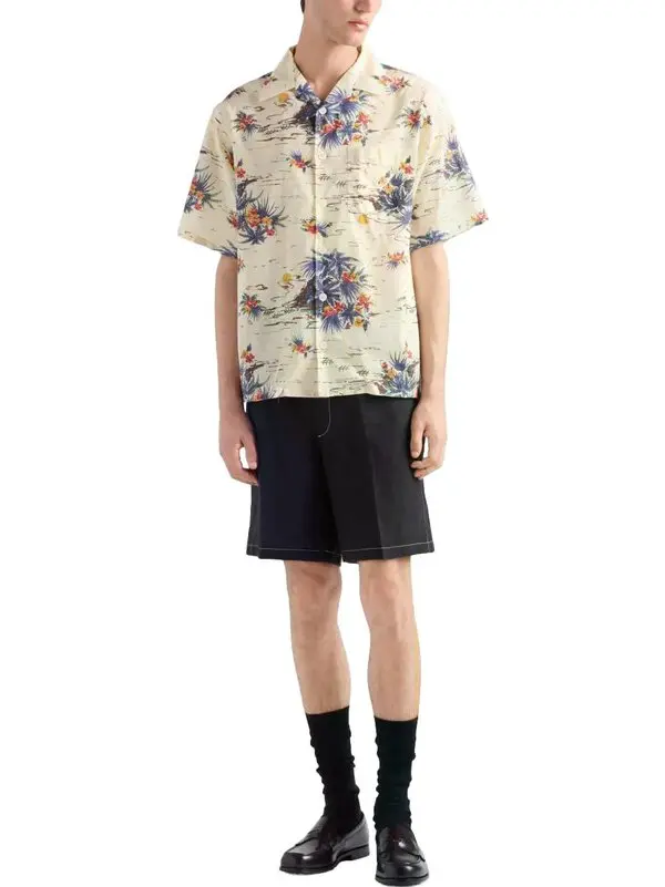 Prada Hawaii Print Bowling Shirt - Neutrals