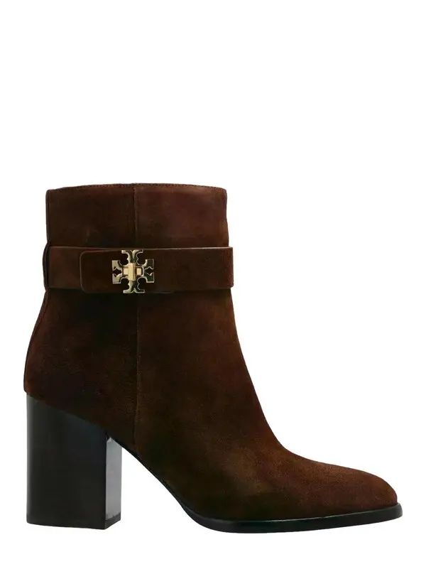Tory Burch 90mm Logo-plaque Suede Ankle Boots - Brown