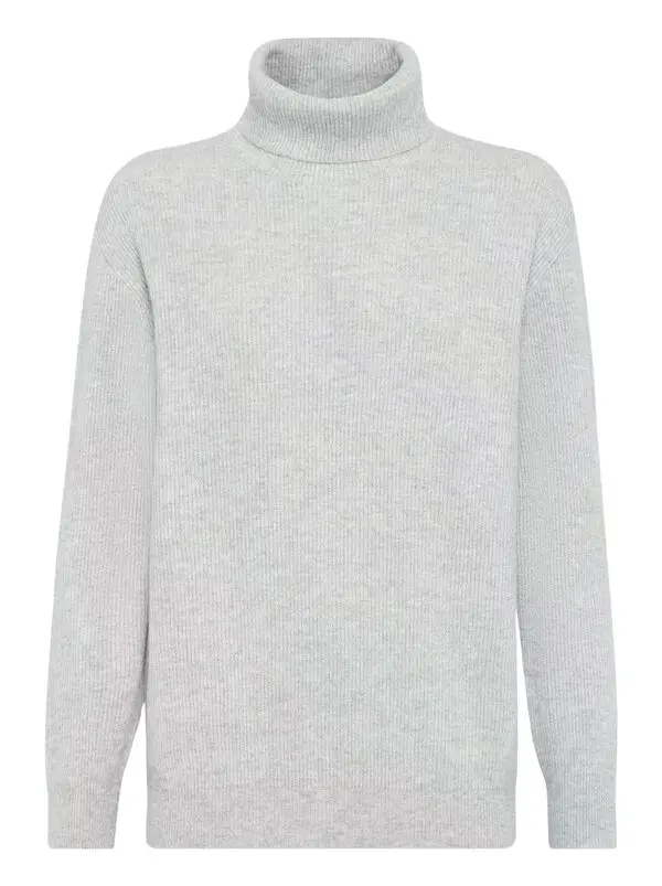 Brunello Cucinelli Fine Knit Roll Neck Sweater - Grey