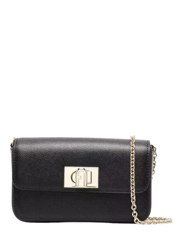 Furla Foldover Leather Satchel Bag - Black