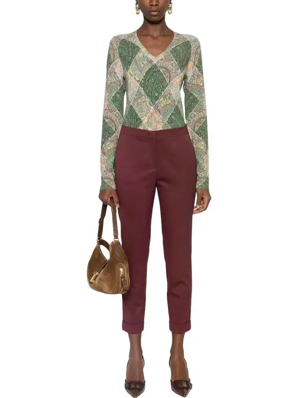 Etro Cropped Wool Trousers - Red