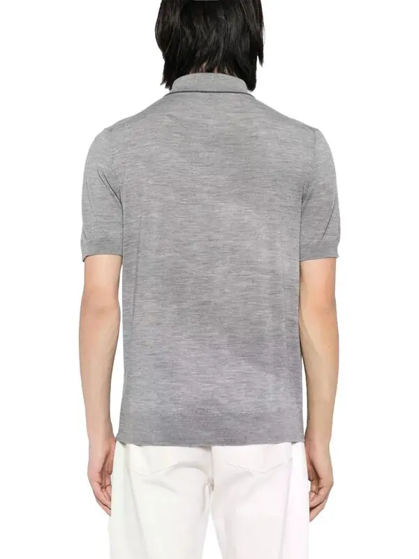 BRETT JOHNSON Wool Short-sleeve Polo Shirt - Grey