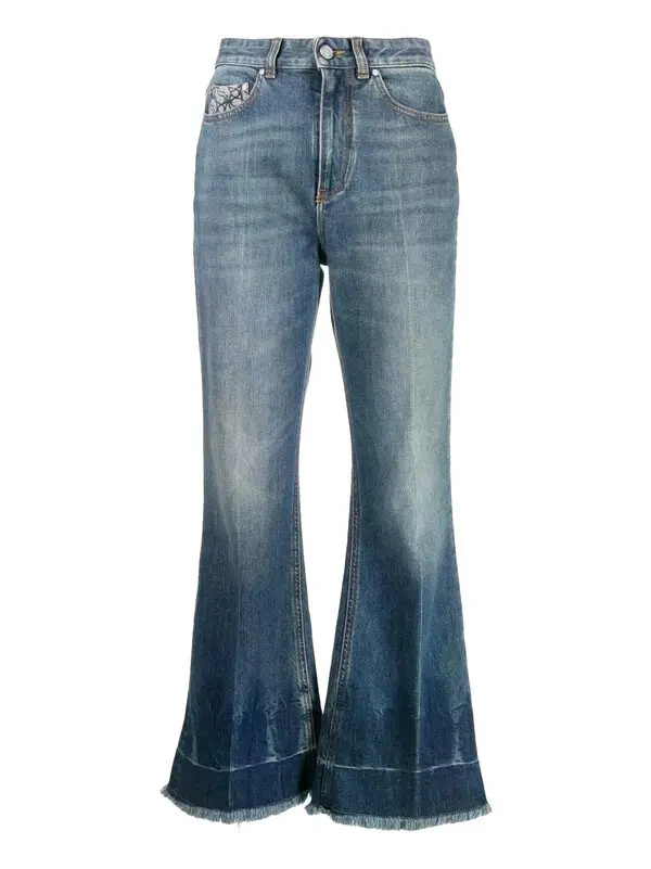 Stella McCartney Frayed-edge Cropped Jeans - Blue