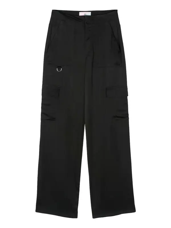 CHIARA FERRAGNI Satin Straight Cargo Trousers - Black
