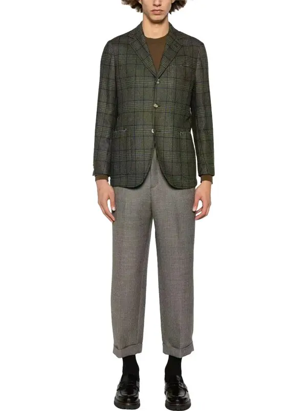 SARTORIO NAPOLI Plaid-check Wool Blend Blazer - Grey