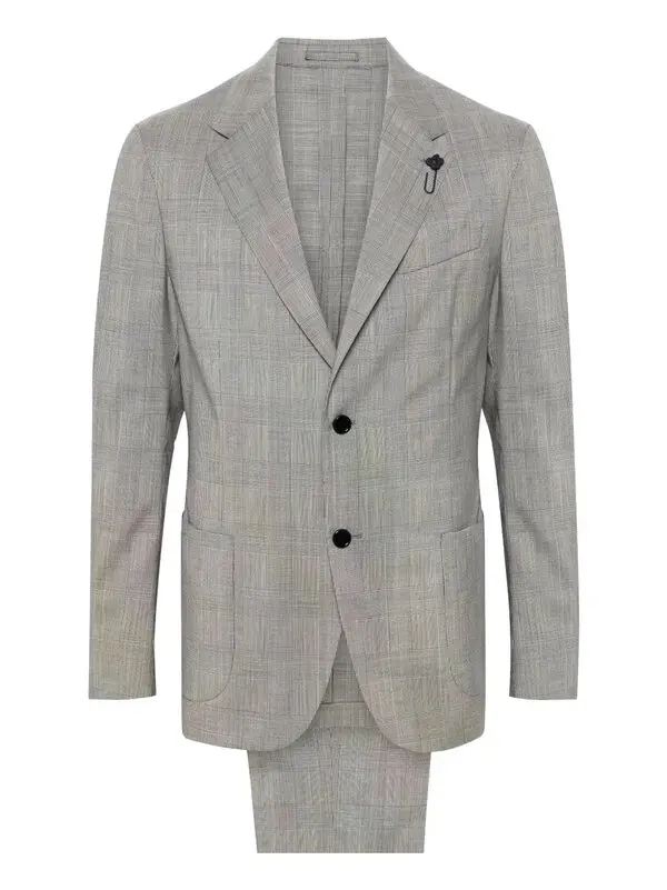 LARDINI Prince-of-wales-check Wool Suit - Black