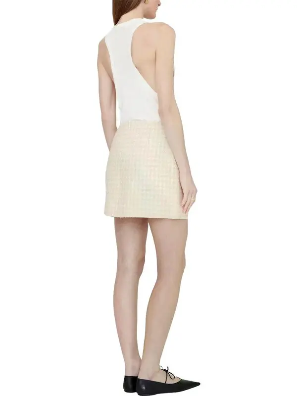 ANINE BING Vanessa Houndstooth Tweed Mini Skirt - Neutrals