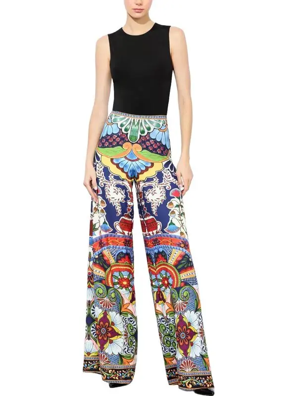 Alice + Olivia Athena Pants In Multicolor Polyester - Blue