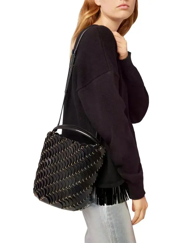 Rabanne Leather Bucket Bag - Black