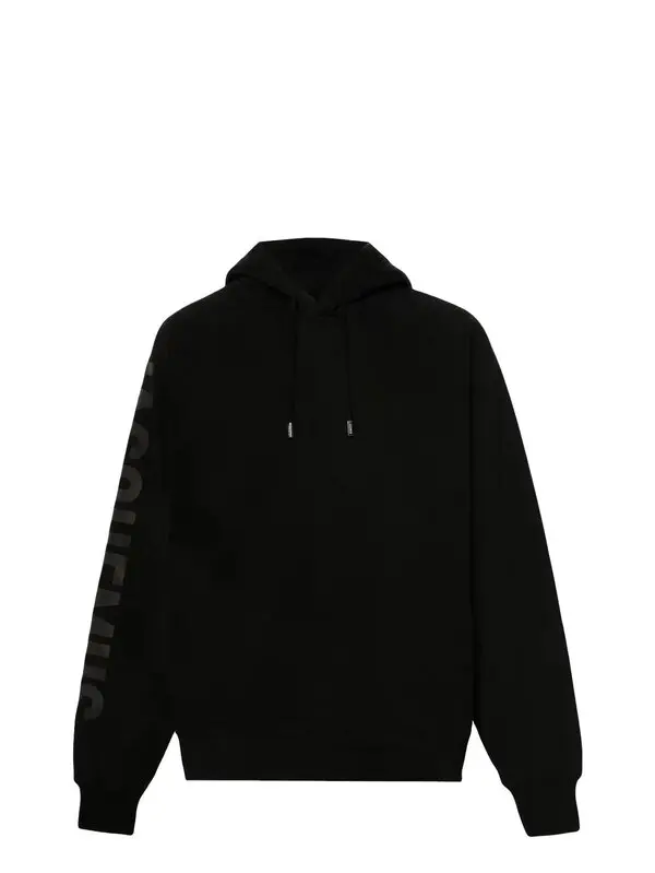 Jacquemus Le Hoodie Typo Cotton Top - Black