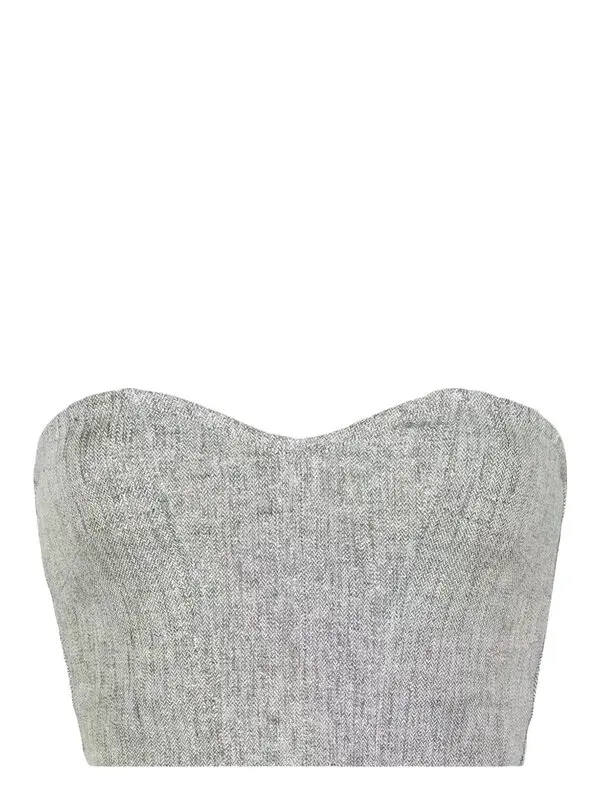 FORTE_FORTE Chevron-knit Lurex Strapless Top - Blue