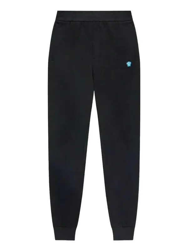 Versace Cotton Embroidered-logo Sweatpants - Black