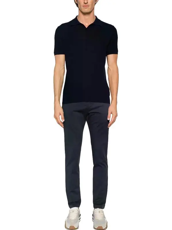 BRIGLIA 1949 Low-rise Stretch-cotton Tapered Chinos - Blue