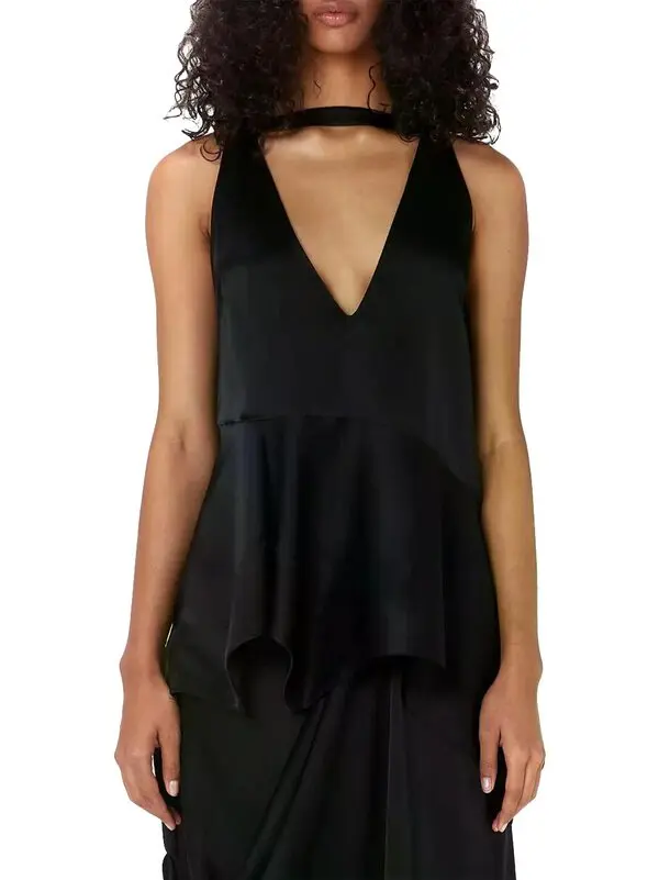 JW Anderson Ruffle Hem Sleeveless Top - Black
