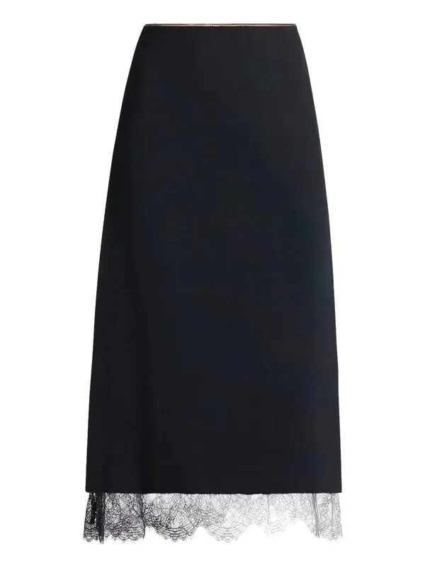 Vince Lace Panelled Straight Skirt - Black