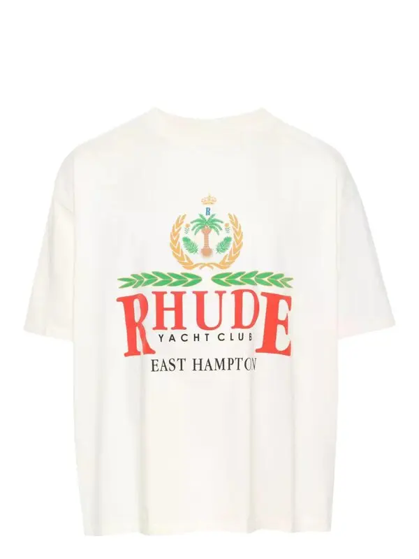 Rhude East Hampton Crest Cotton T-shirt - Neutrals